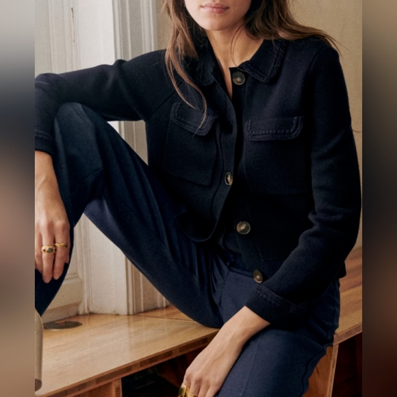 Sezane | Sweaters | Sezane Betty Cardigan Navy Crochet | Poshmark